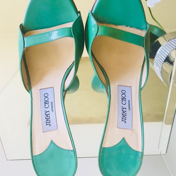 Jimmy Choo | Shoes | Jimmy Choo Turquoise Patent Leather Sandals | Poshmark